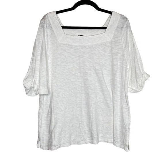 Talbots | Tops | Talbots White Square Neck Short Sleeve Top Xl | Poshmark